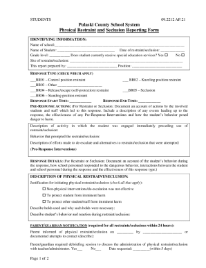 Fillable Online Mandated Restraint Seclusion Documentation Report Print ...