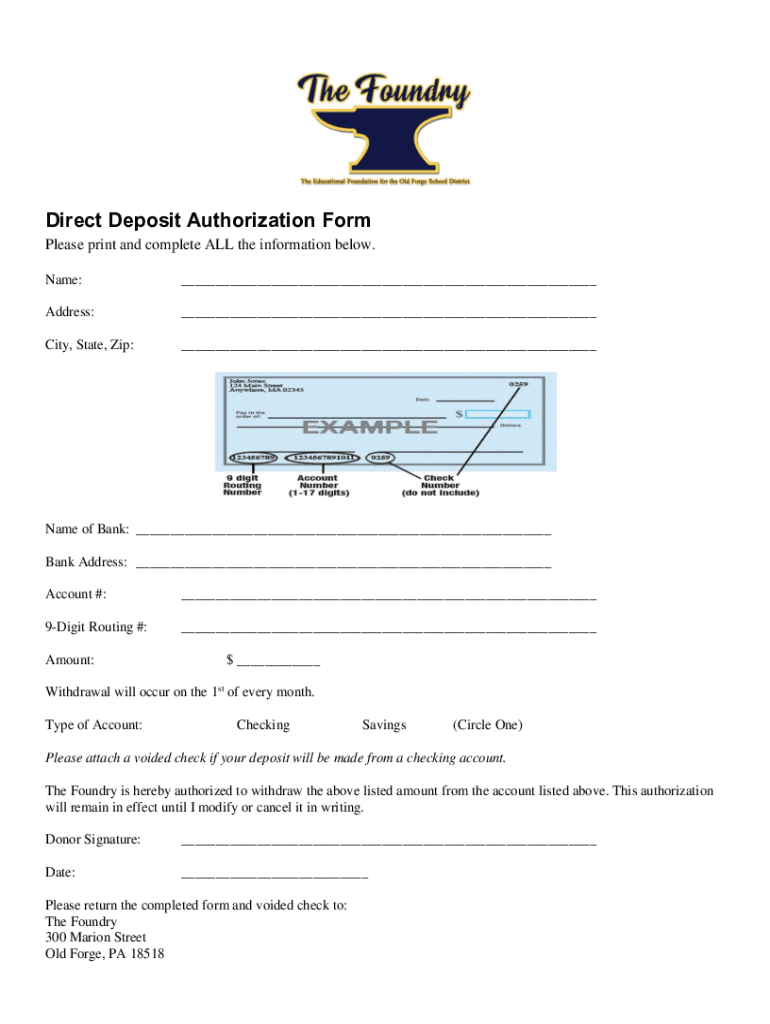 Fillable Online Fill - Free fillable PERA DIRECT DEPOSIT AUTHORIZATION ...