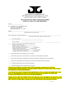 Fillable Online Move-Out - Tenant Key Return Form Fax Email Print ...