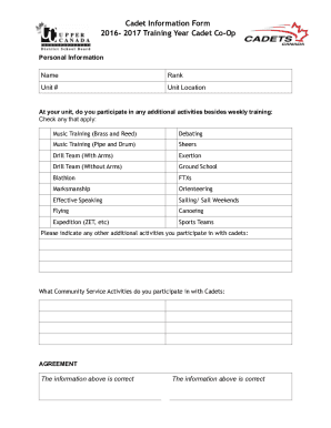 Fillable Online Cadet Information Form Fax Email Print - pdfFiller