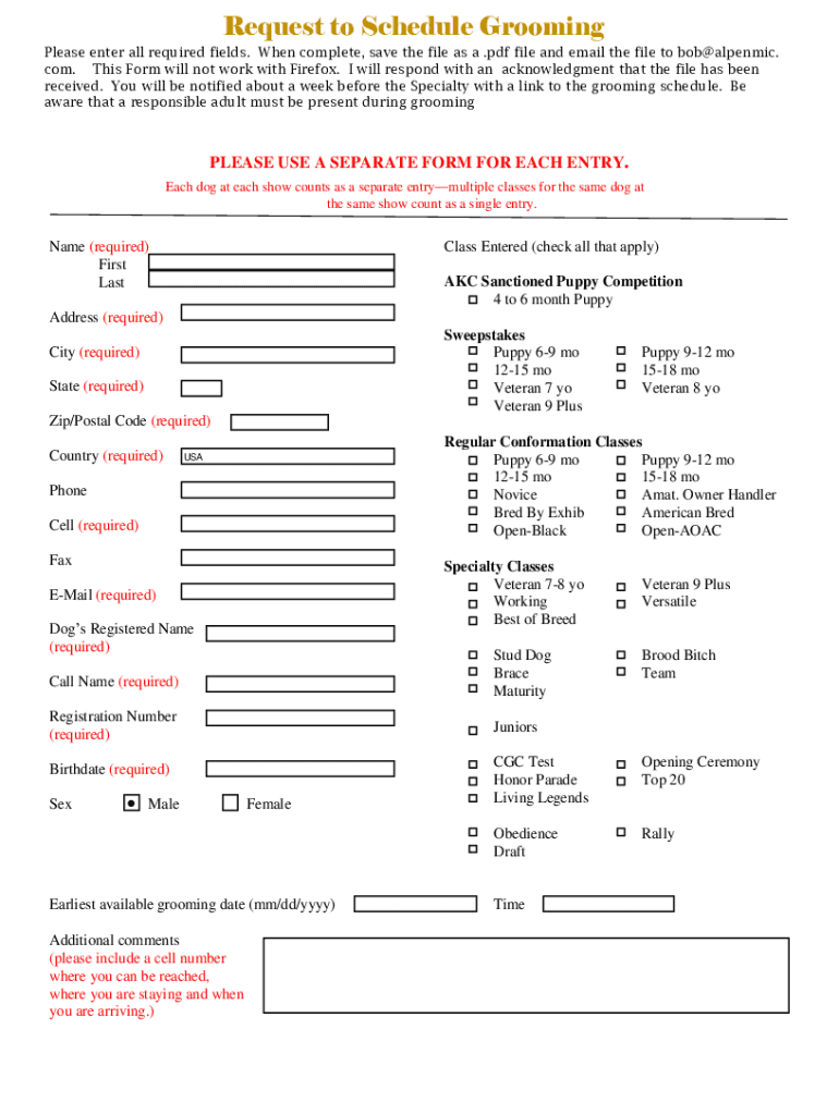 Fillable Online Pet Grooming Registration Form TemplateJotFormGrooming ...