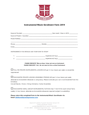Fillable Online Music School Enrollment Form TemplateJotFormMusic ...
