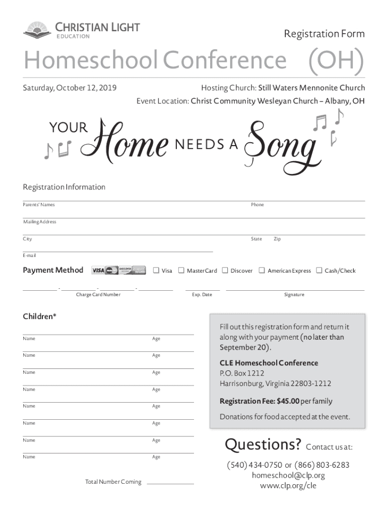 Fillable Online Registration Form Homeschool Conference (OH) - Amazon ...