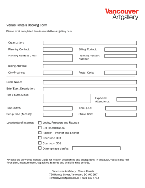 Fillable Online Venue Rental Request Form - Ferry Building Gallery Fax ...