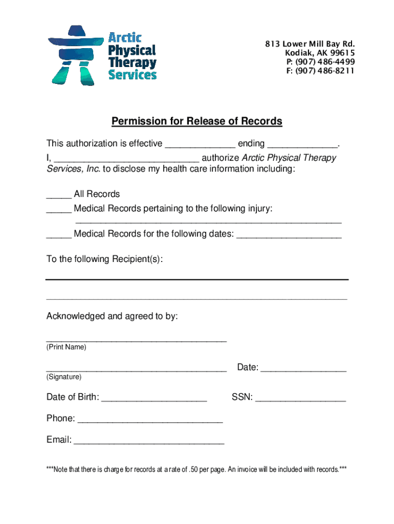 Fillable Online AUTHORIZATION FOR RELEASE OF INFORMATIONFree Medical ...