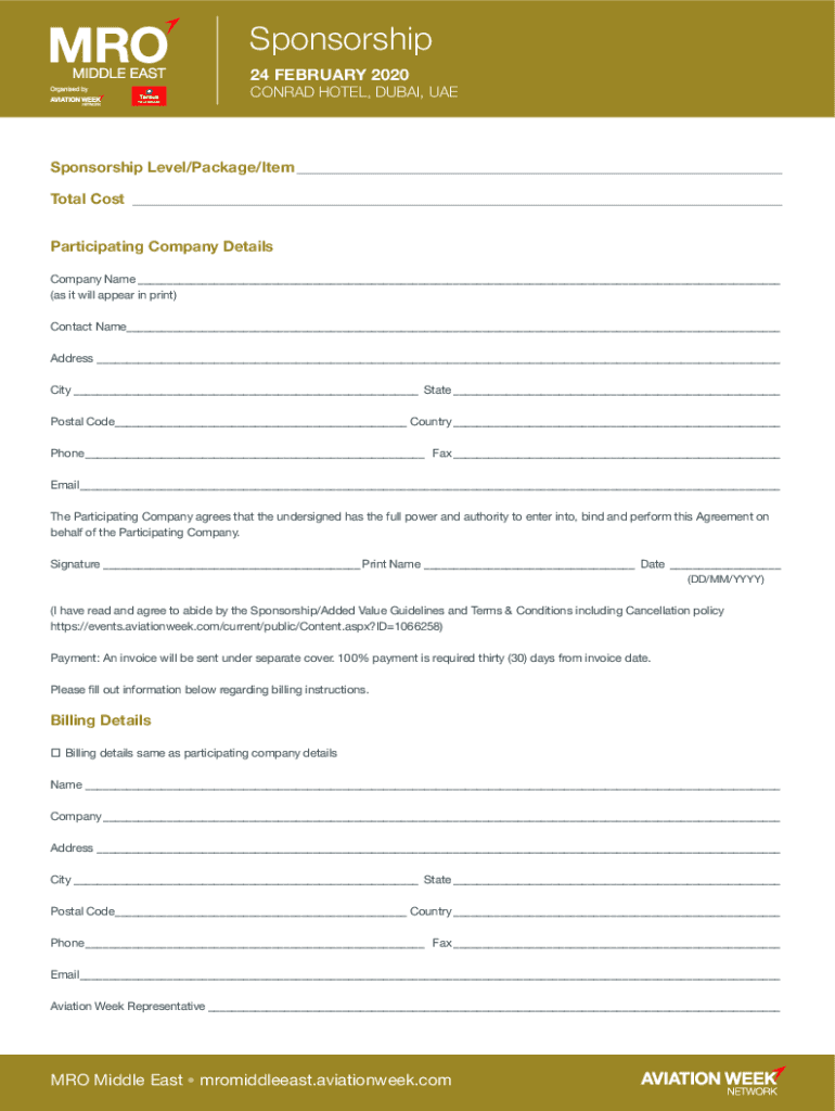 Fillable Online MRO Middle East, the gulf regions largest event for ...