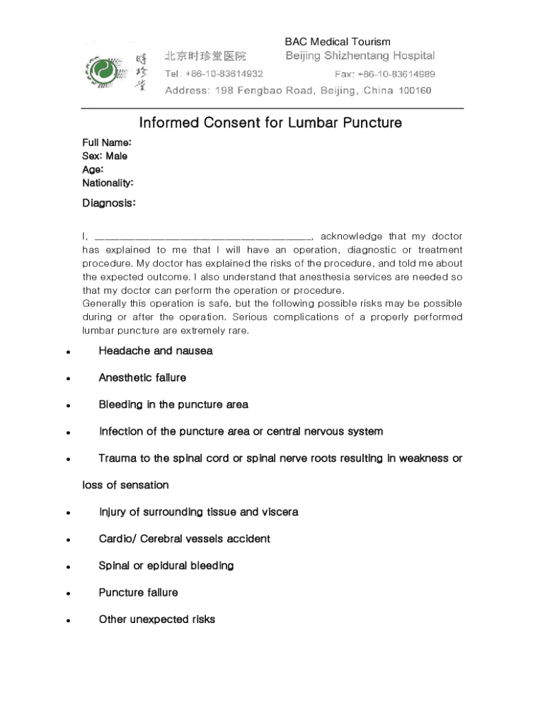 Fillable Online Patient consent forms for LP.doc Fax Email Print ...