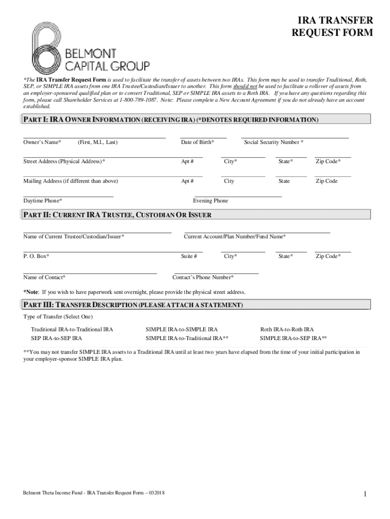 Fillable Online Request For Transfer Or Conversion To An Ira For Ira