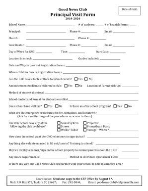 Fillable Online Principal Visit Form Fax Email Print - pdfFiller