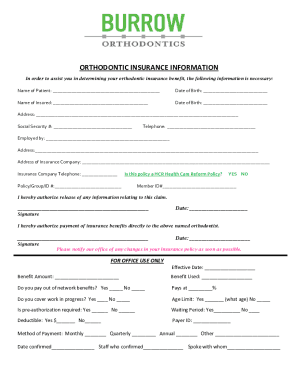 Fillable Online Dental Insurance Verification Eligibility Verification ...