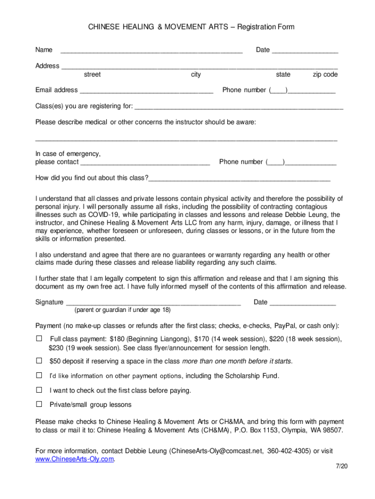 Fillable Online Traditional Chinese Healing Arts: Health Coach ...