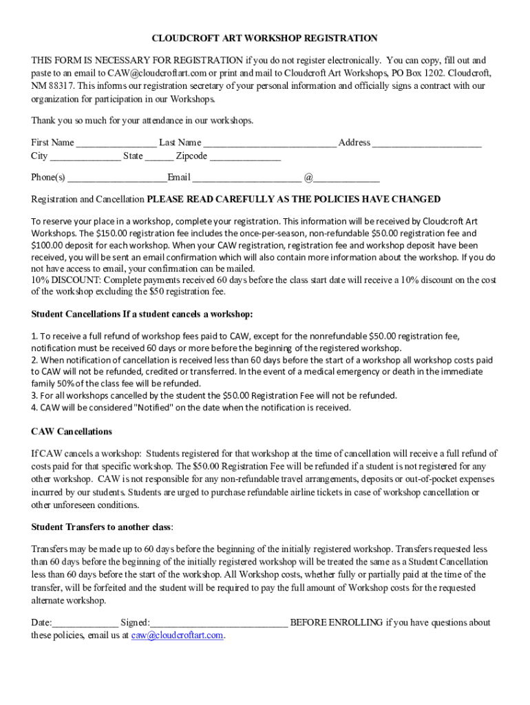 Fillable Online CAW registration form.docx Fax Email Print - pdfFiller
