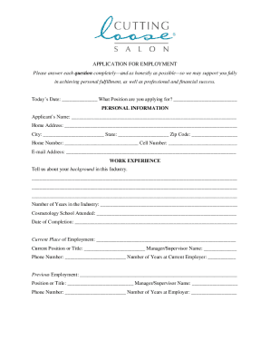 Fillable Online Fillable Online Employee Application Form - Tuscan Sun ...