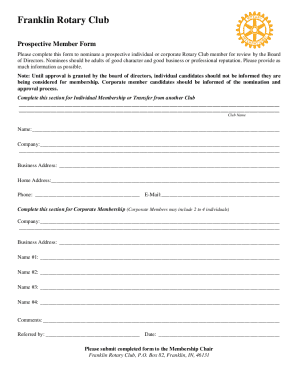 Fillable Online PDF Rotary Membership Form - NET Fax Email Print ...