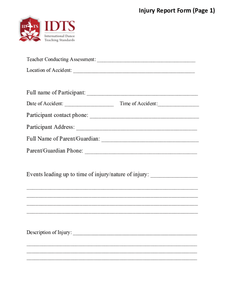 Fillable Online Injury Report Form.docx Fax Email Print - pdfFiller