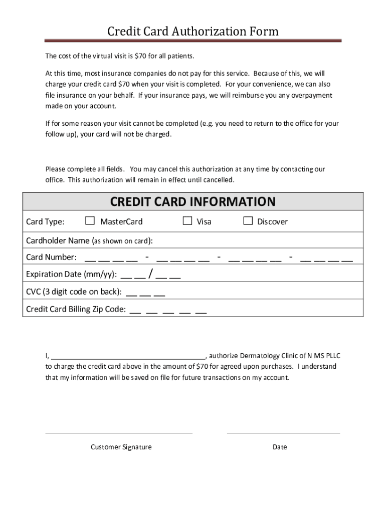 Fillable Online Free Hotel Credit Card Authorization Forms ...