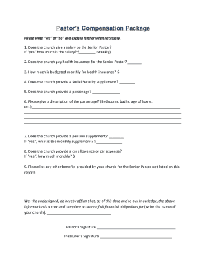 Fillable Online The Pastor and His Salary PackageStewardship Services ...