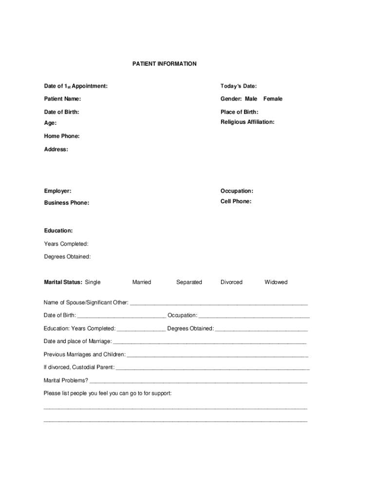 Fillable Online Patient Name: Gender: Male Female Date of Birth - Dr. Konzer Fax Email Print ...