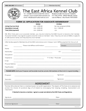 Fillable Online FORM 12: APPLICATION FOR ASSOCIATE MEMBERSHIP Fax Email ...