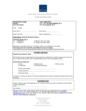 Fillable Online Hotel Name: Novotel Brussels Airport Fax Email Print - pdfFiller