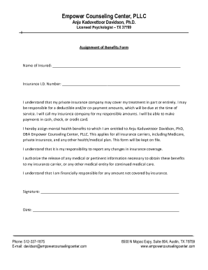 Fillable Online AKD Assignment of Benefits Form.docx Fax Email Print ...