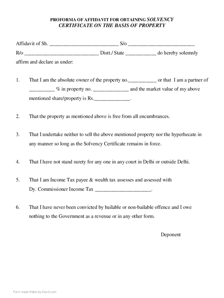 Fillable Online Delhi Affidavit for Death Certificate - Karvitt Fax ...