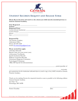 Fillable Online Student Records Request and Release Form.docx Fax Email ...