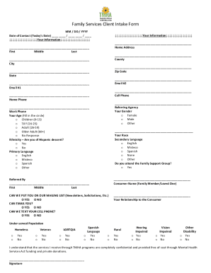Fillable Online Food Pantry Family Intake Form - the D300 Food Pantry ...