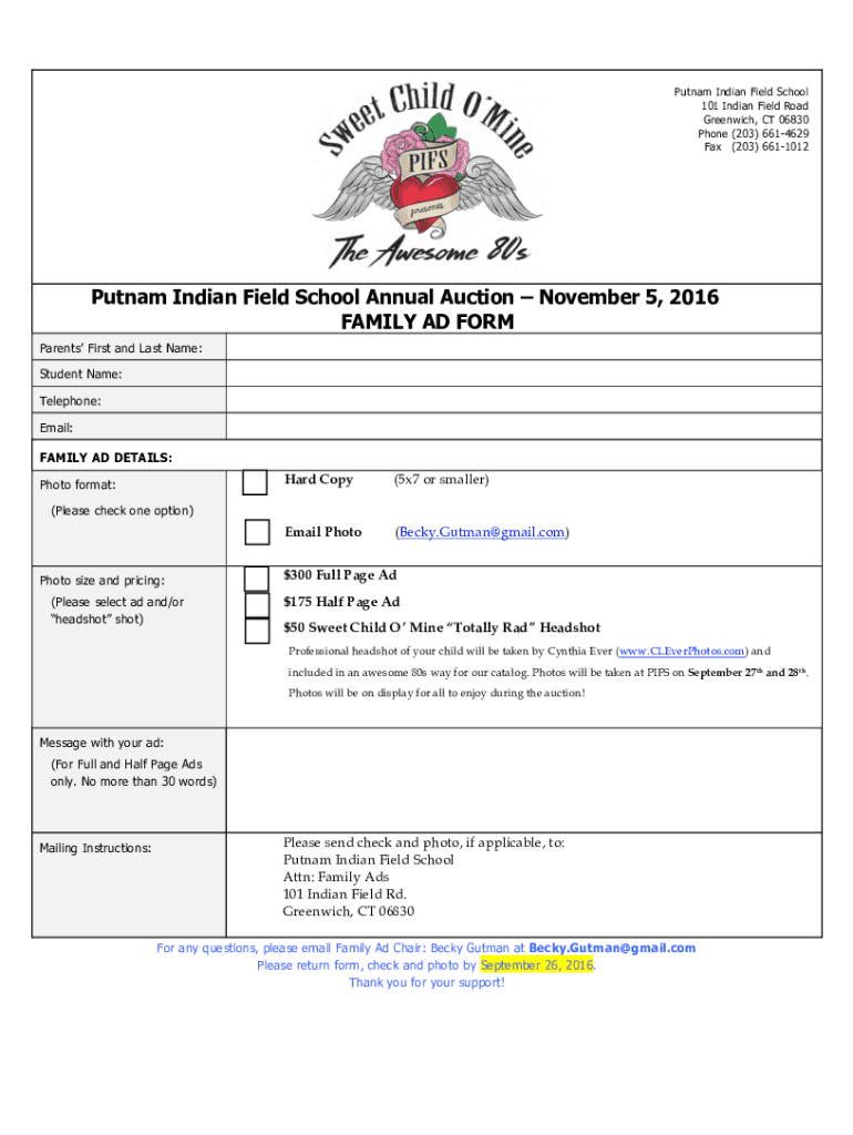 Fillable Online Putnam Indian Field School 101 Indian Field Rd ...