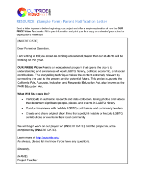 Fillable Online *RESOURCE (Sample Form) OUR PRIDE Parent Notification Letter.docx Fax Email ...