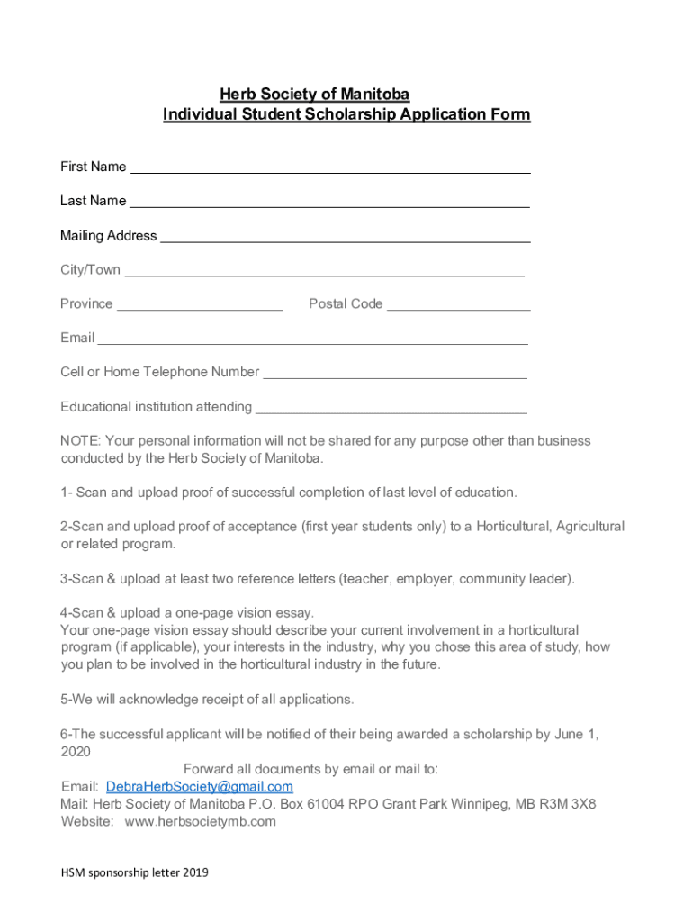 Fillable Online Post-secondary Bursary or Scholarship Application Fax ...