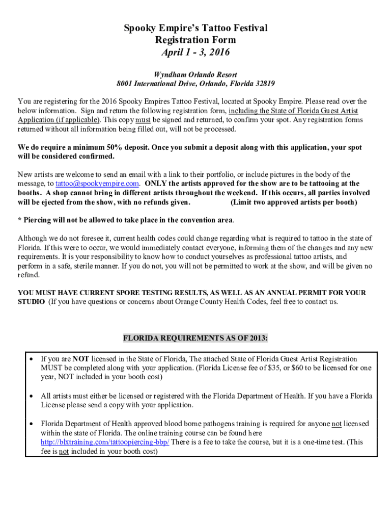 Fillable Online Spooky Empires Tattoo Festival Fax Email Print - pdfFiller