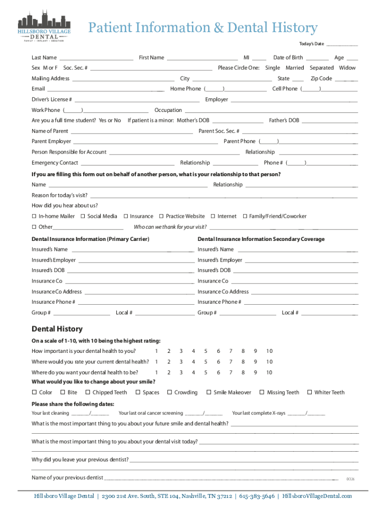 Fillable Online FREE 10+ Sample Patient Information Forms in PDFMS ...