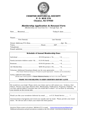 Fillable Online CHS Membership Form new logo Fax Email Print - pdfFiller