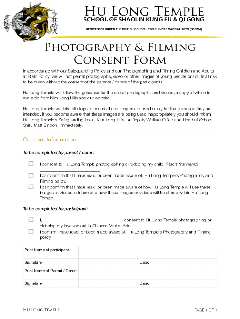 Fillable Online Photo and Film Consent Form.pages Fax Email Print ...