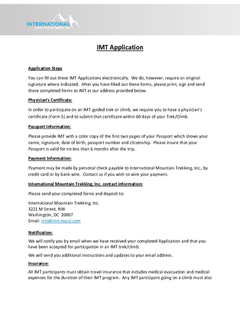 Fillable Online IMT Application Fax Email Print - pdfFiller