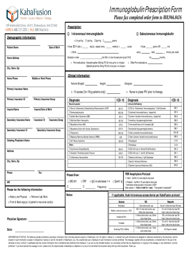 Fillable Online Immunoglobulin Therapy Pre - Authorization Request Form ... Fax Email Print ...