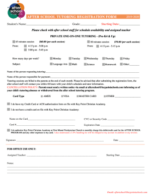 Fillable Online 2019-2020 After School Tutoring Registration Form Fax ...