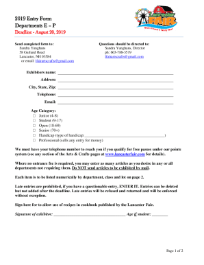 Fillable Online 2019 Blank Entry Form.docx Fax Email Print - pdfFiller