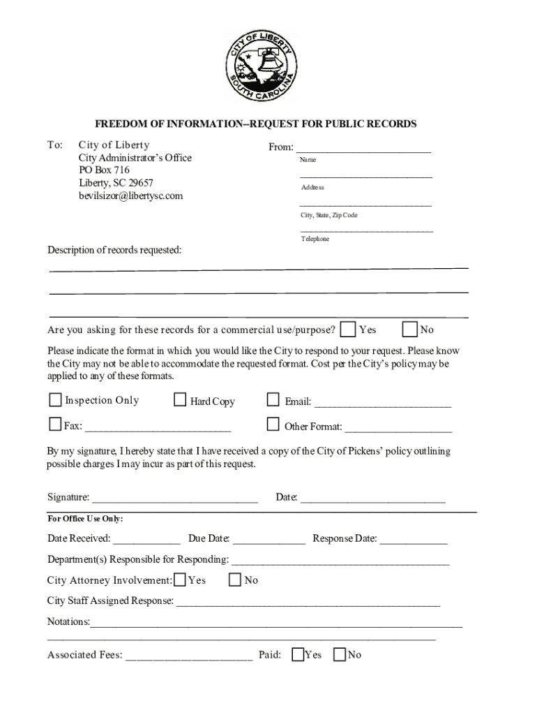 Fillable Online FOIA Public Record Request Form (11-21-18) Fax Email ...
