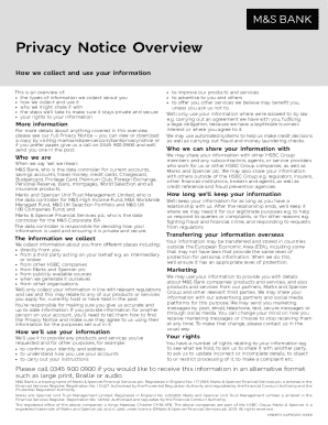 Fillable Online M&S Bank Privacy Notice Overview (short form) MSB8975 ...