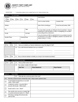 Fillable Online Fillable Identity Theft Complaint Form Fax Email Print ...