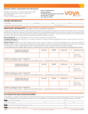 Fillable Online PDF Form #175501 - Voya Claims Center Fax Email Print ...
