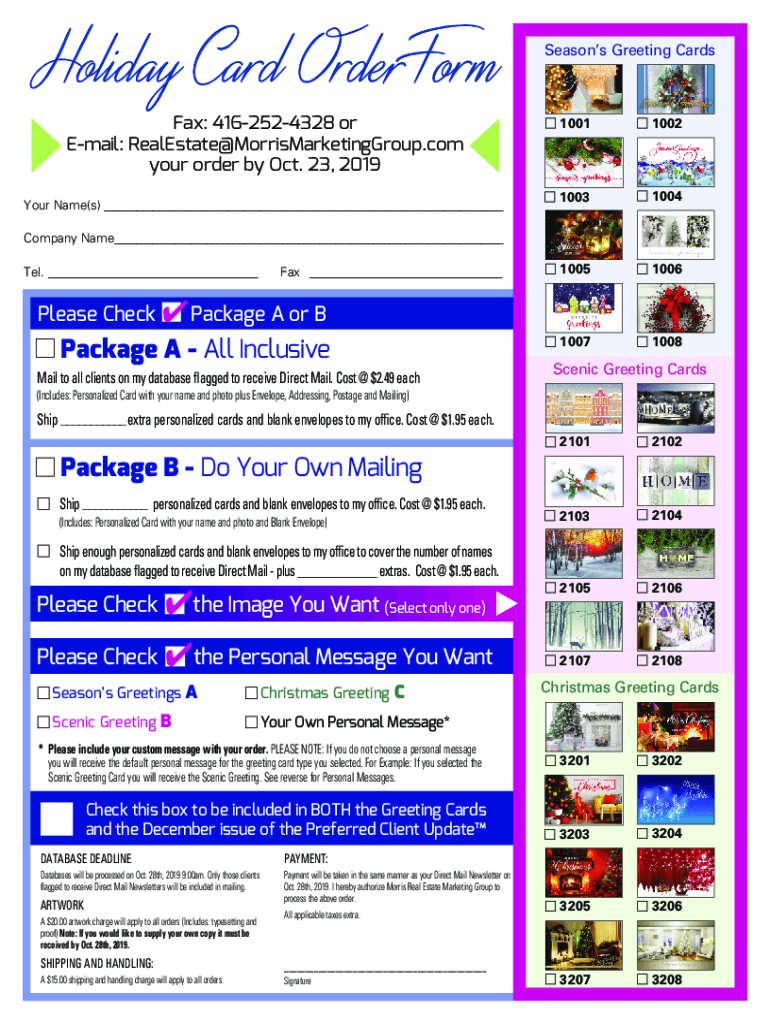 Fillable Online Holiday Card Order Form - Morris Marketing Group Fax ...