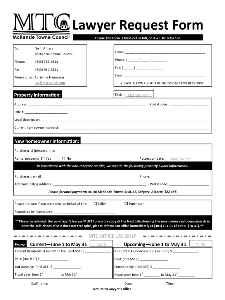 Fillable Online Lawyer Request Form Fax Email Print - pdfFiller