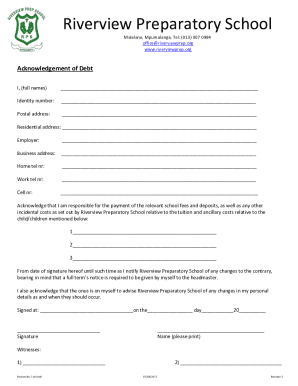Fillable Online Acknowledgement of debt form Fax Email Print - pdfFiller