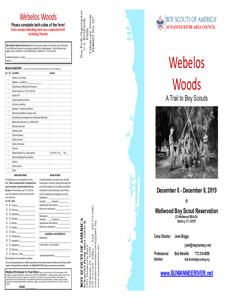 Fillable Online Annual Health and Medical Record ... - Boy Scouts of ...