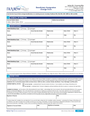 Fillable Online Fillable Online Beneficiary Designation Change Form ...