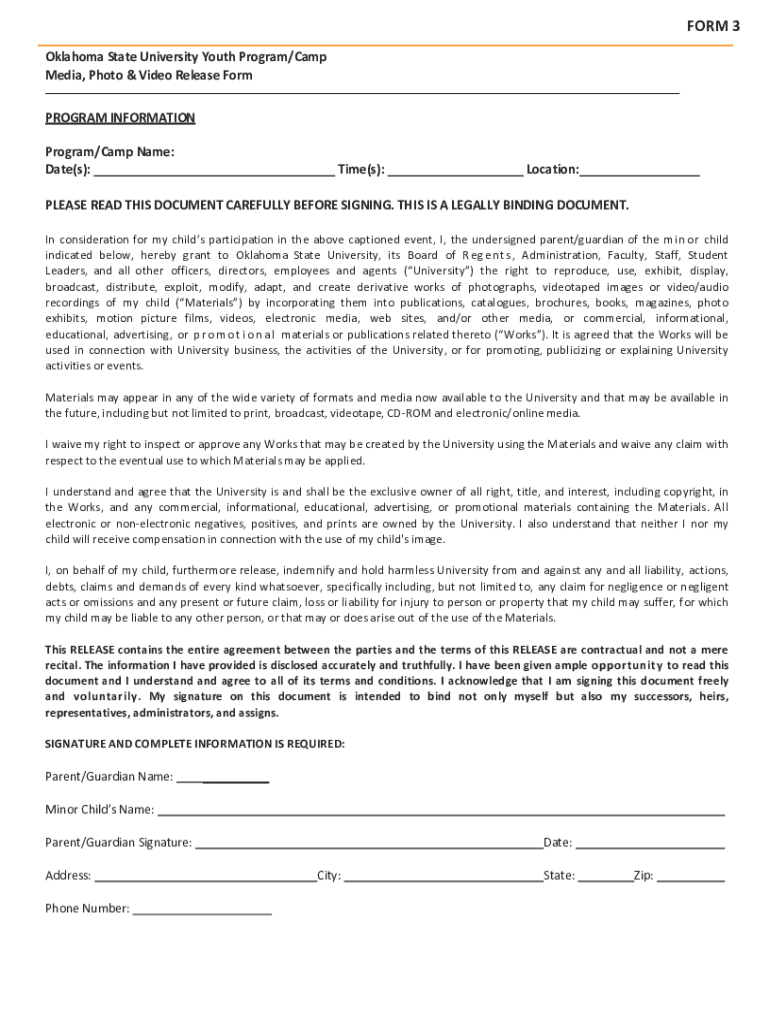 Fillable Online FORM%203%20Media%20Release%20form.pdf Fax Email Print ...
