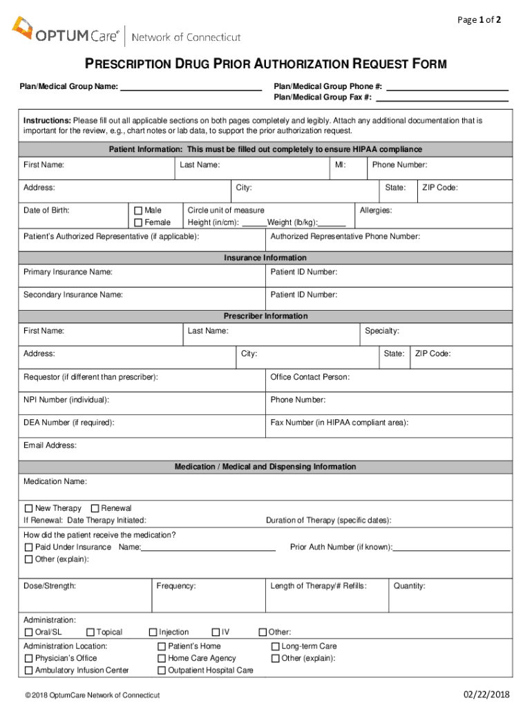 Fillable Online OptumCare Network of Connecticut prescription drug ...